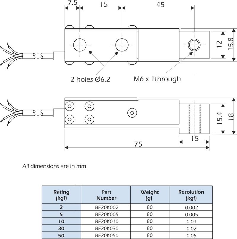 ️ BF2 Stainless Steel Low Range Cantilever Beam Load Cell